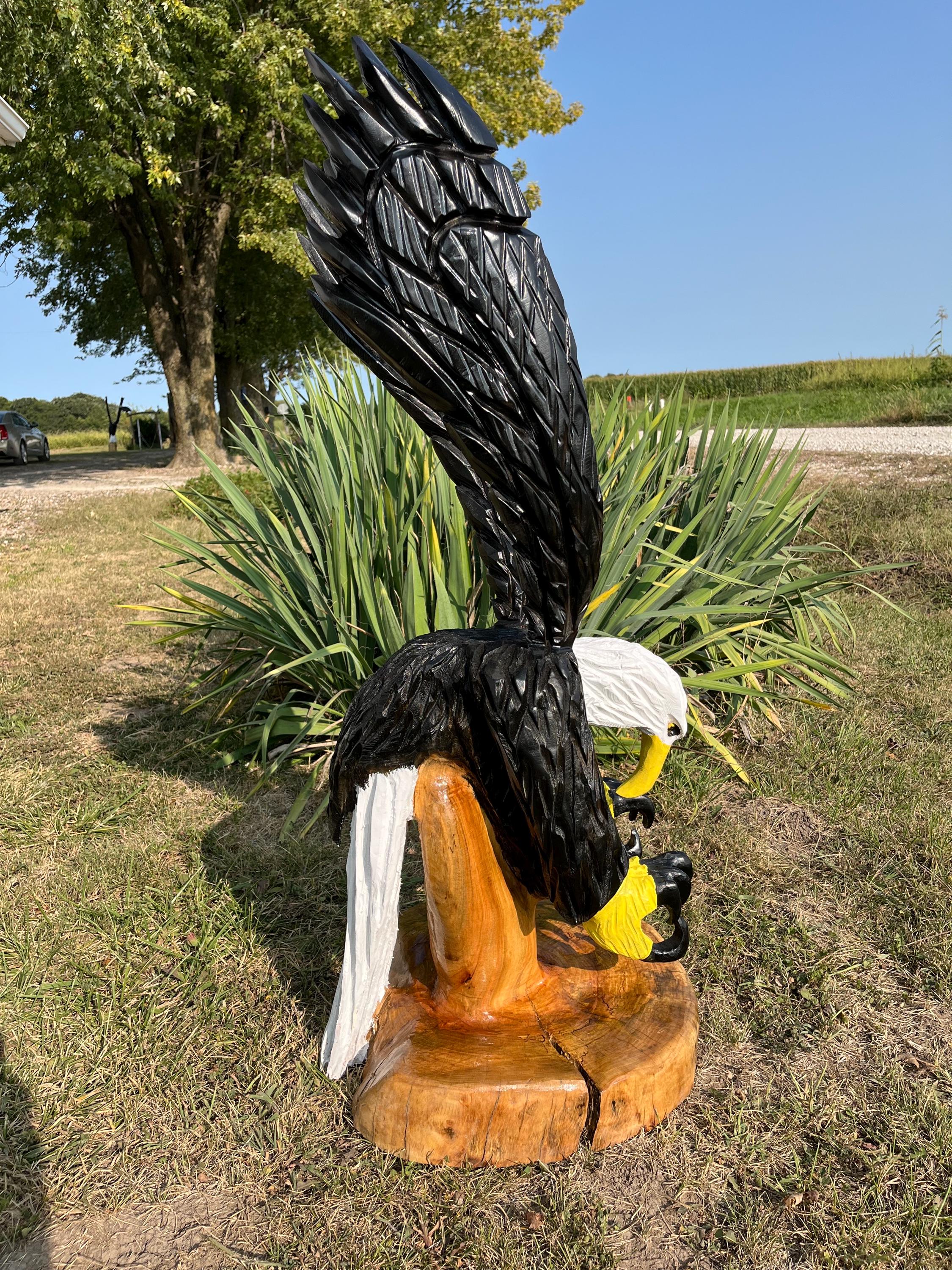 Eagle Chainsaw Carving. Wings up and Talons Out Ready for the Catch! - Etsy