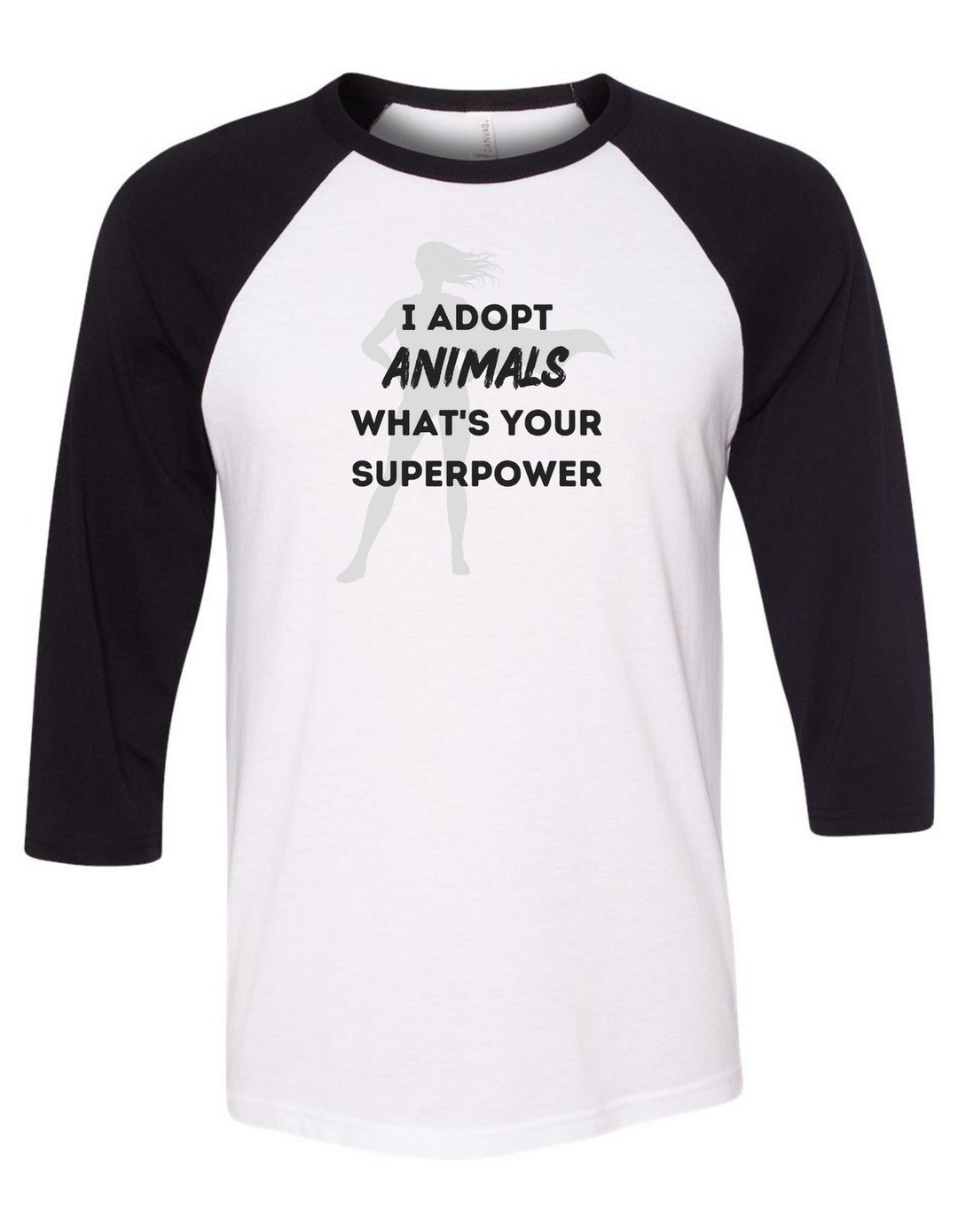 Adopt Animals Female Superhero 3/4 Sleeve Baseball Tee - Etsy