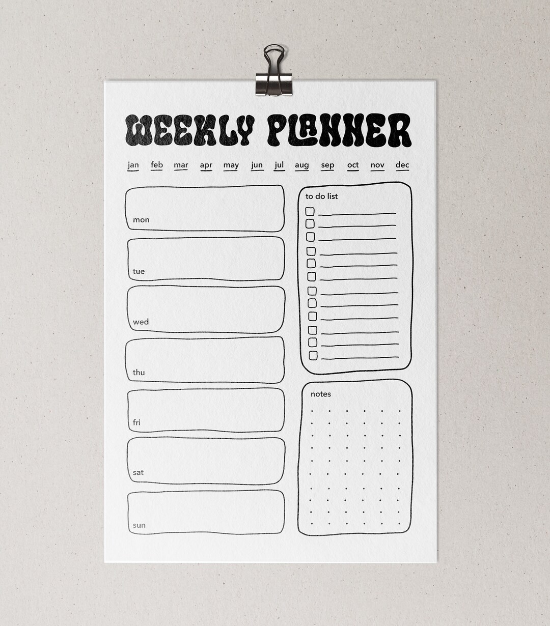 Weekly Planner Doodle, Instant Download, Printable - Etsy