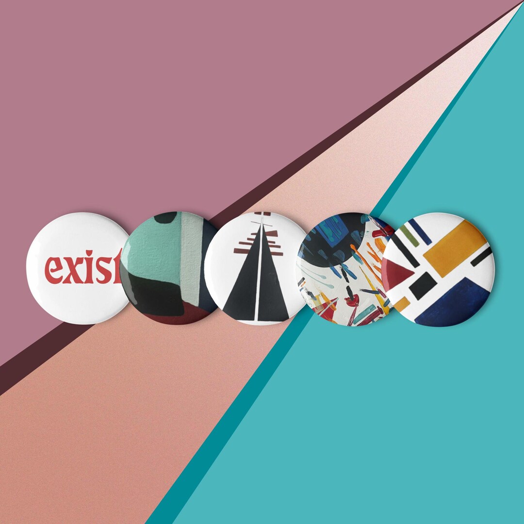 Abstract Art Pin Buttons, Unique Original Art Pins, Colorful ...