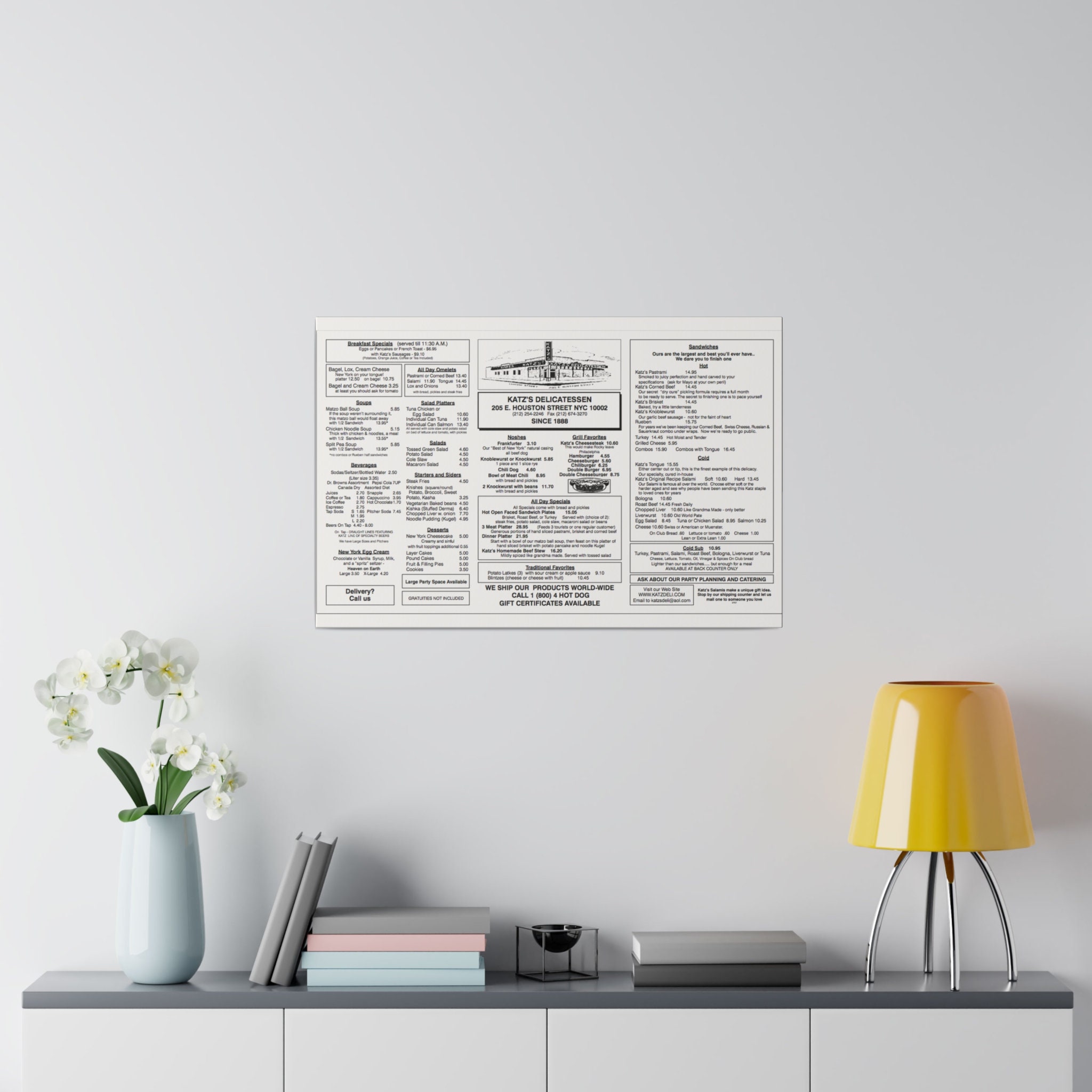 Katz's Deli Menu Stretched Canvas Art - Etsy