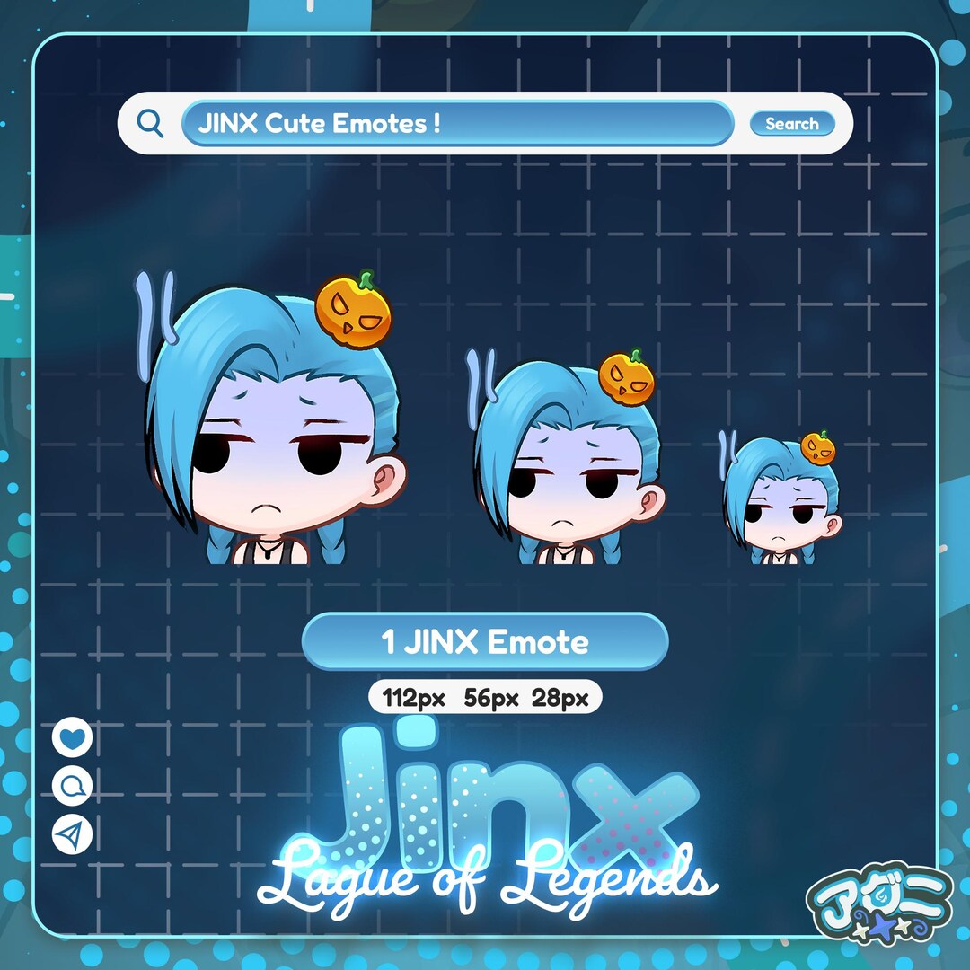Sweat JINX Arcane League of Legends Emote: Halloween Twitch/discord ...
