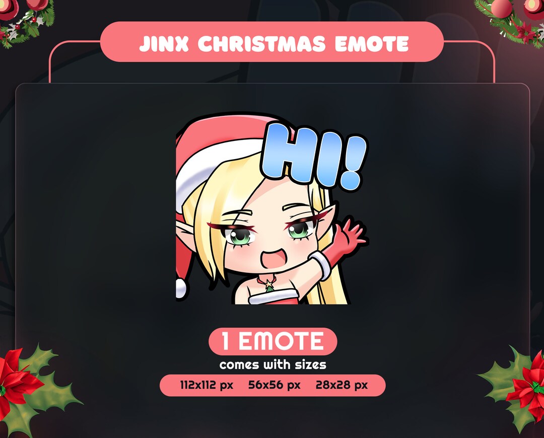 Hi Jinx Christmas Emote Vtuber Valorant Xmas Emote Cute Lovely Girl Elf ...