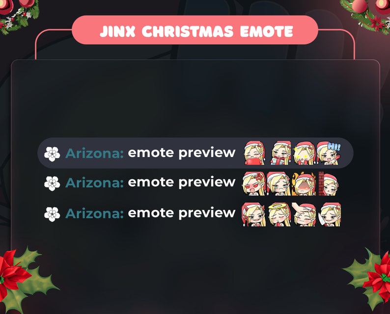Love Jinx Christmas Emote Vtuber Valorant Xmas Emote Cute Lovely Girl ...