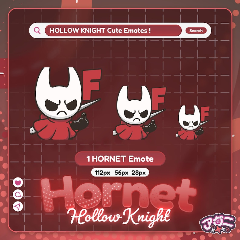 Animated Hollow Knight Silksong Emote: F HORNET Twitch/discord (digital ...