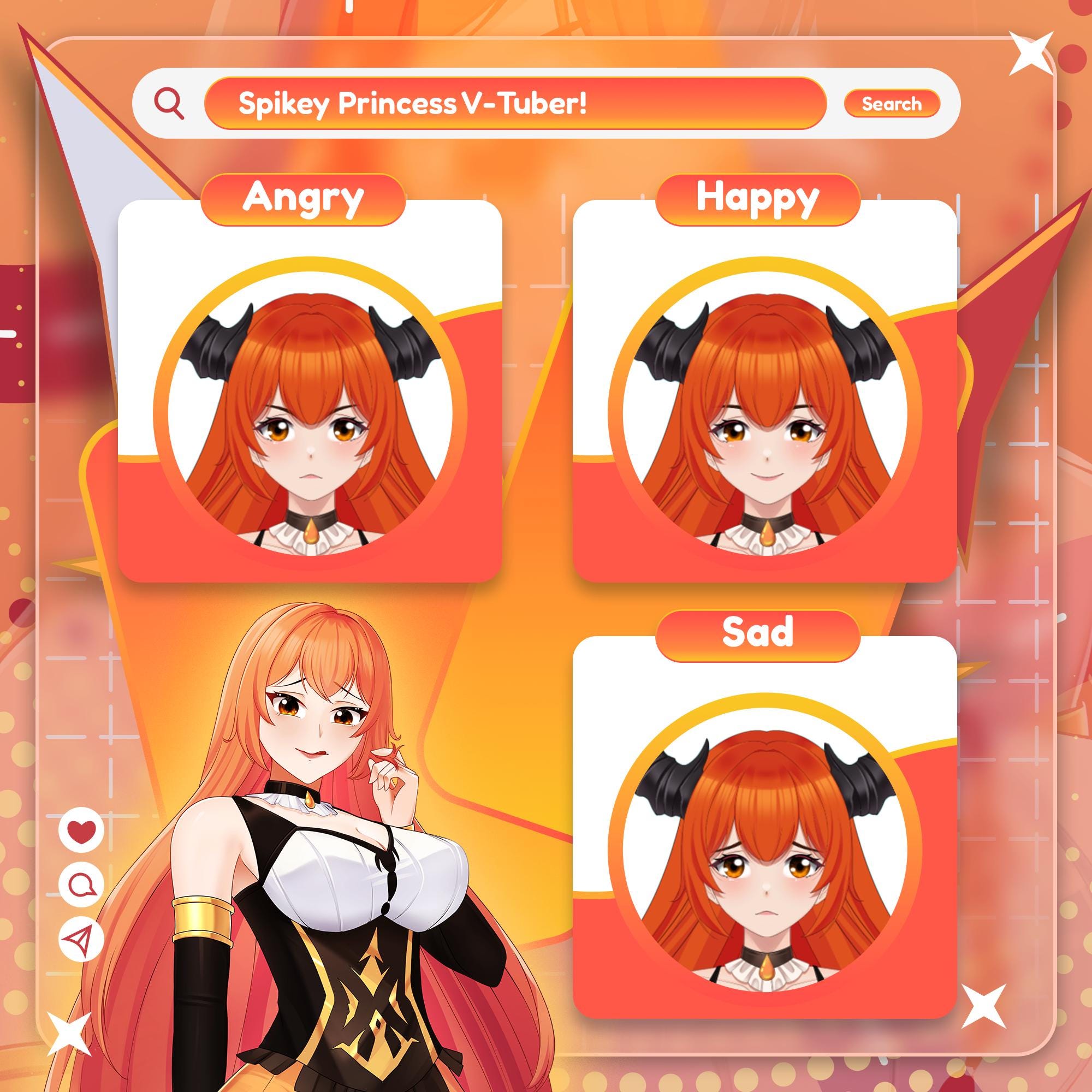 Spikey Princess Vtuber Model: Premade Anime Avatar, Fully Rigged - Etsy