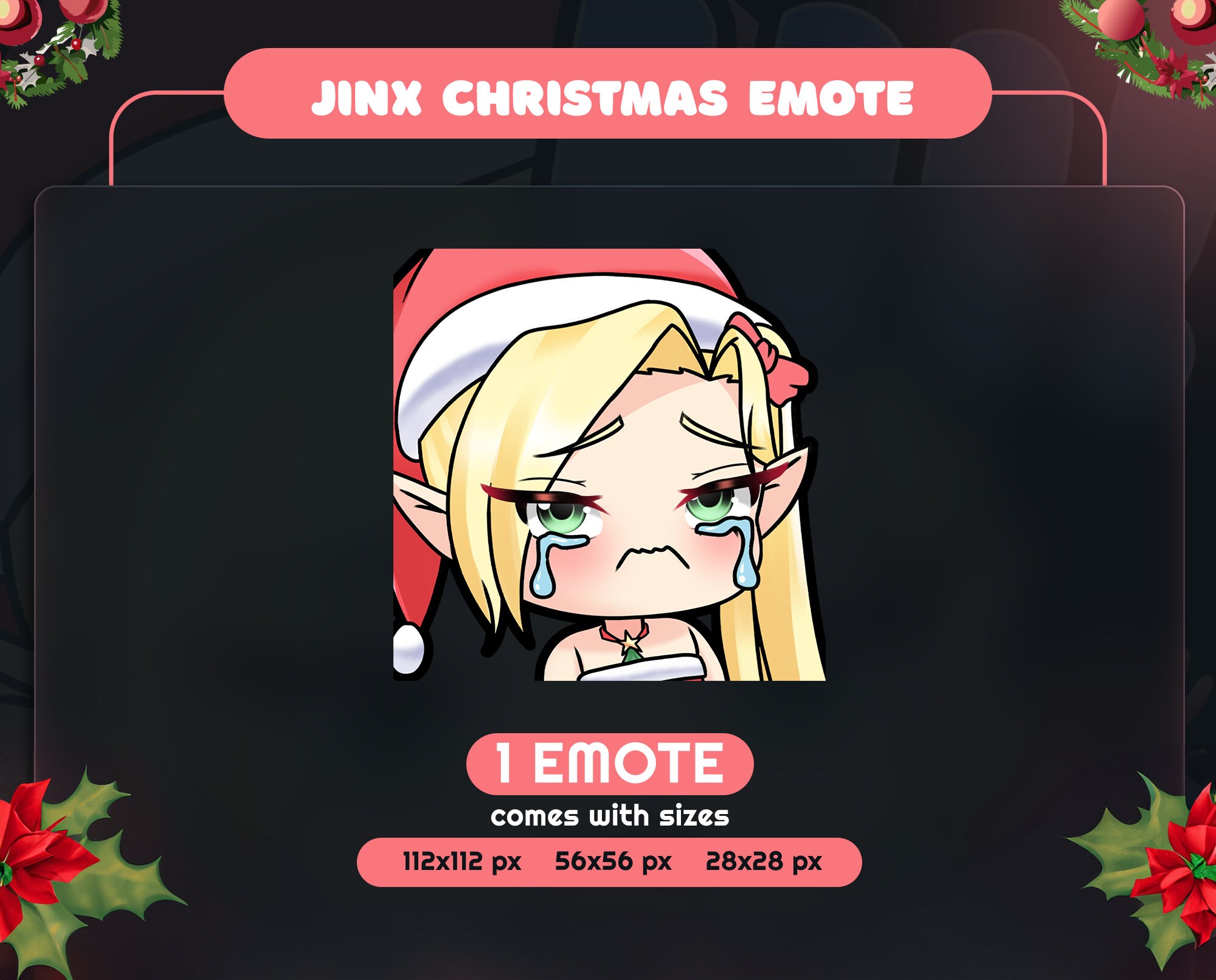 Cry Jinx Christmas Emote Vtuber Valorant Xmas Emote Cute Lovely Girl ...