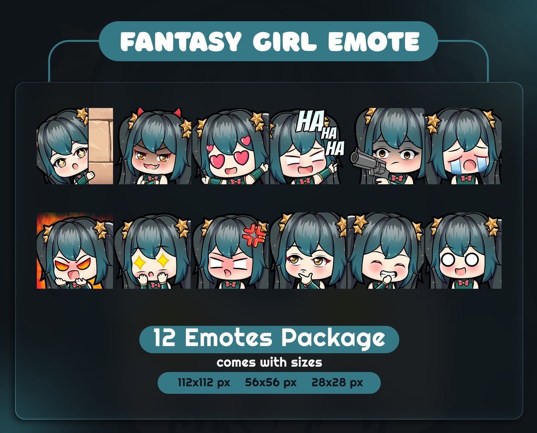 12 Fantasy Girl Emote,sticker,badge,mystic,cute,lovely,twitch Emote ...
