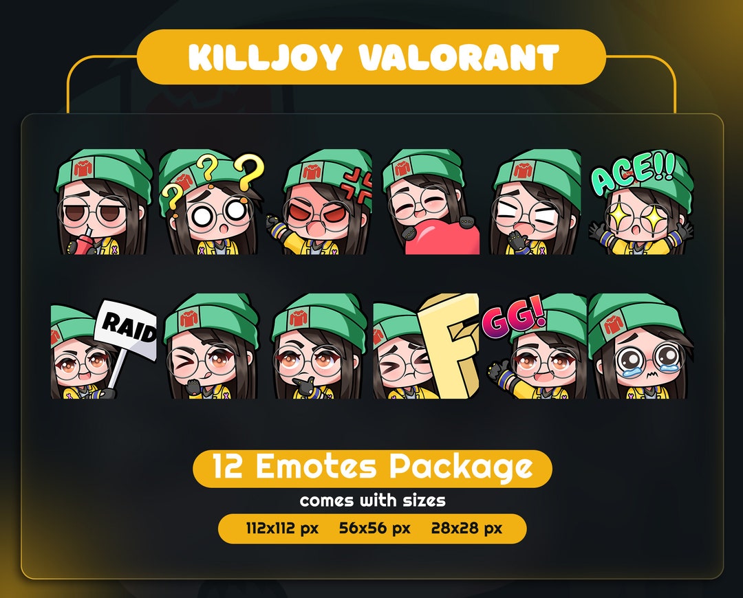 12 Killjoy Valorant Emote | Sticker | Badge | Gamer | Vtuber | Emote ...