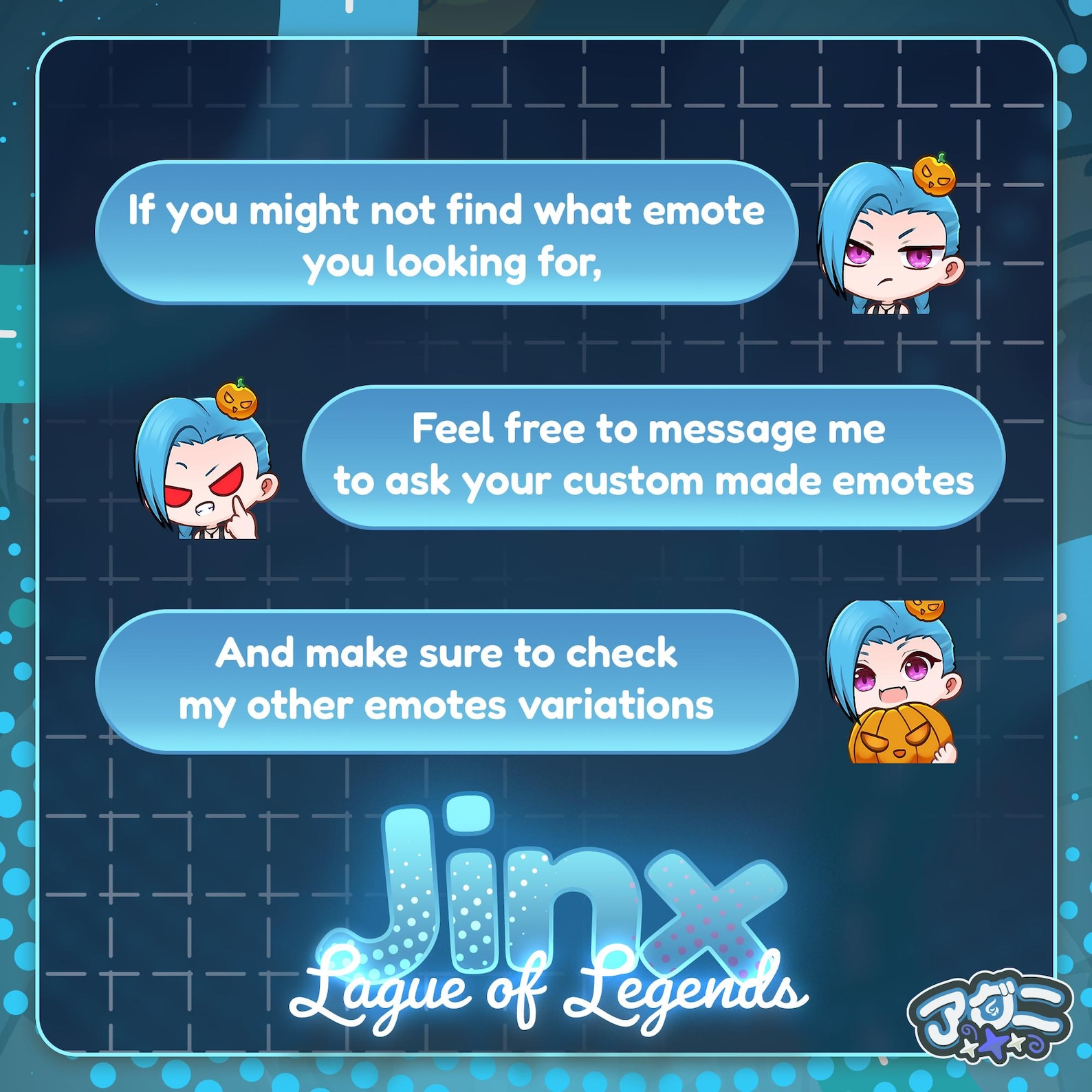 Plain JINX Arcane League of Legends Emote: Halloween Twitch/discord ...