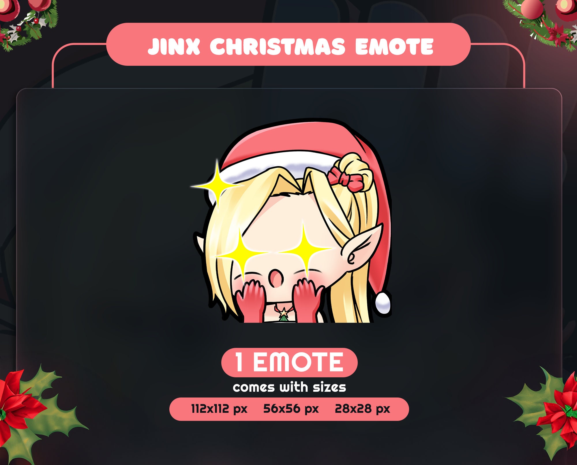 Amazed Jinx Christmas Emote Vtuber Valorant Xmas Emote Cute Lovely Girl ...