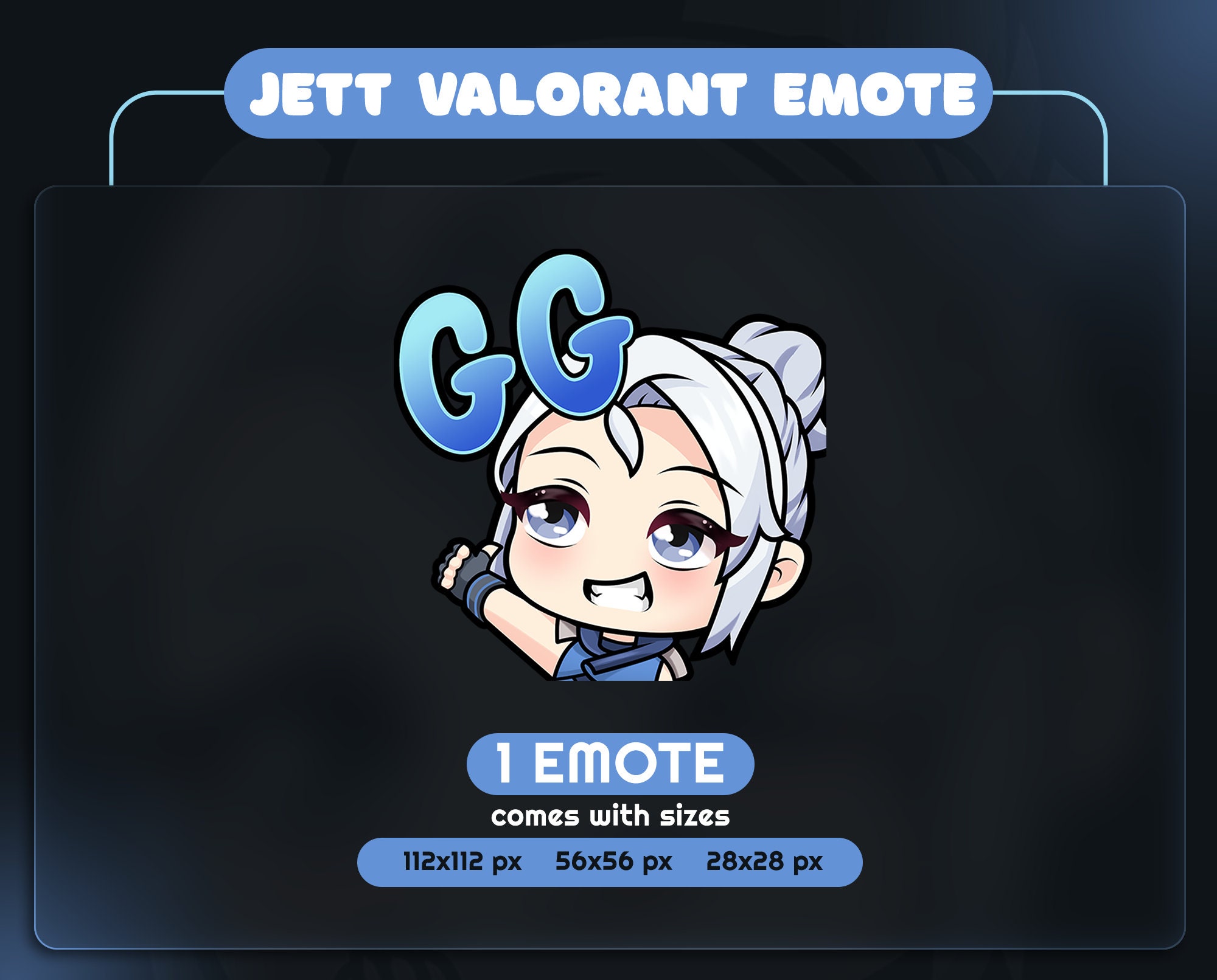 GG Jett Valorant Emote, Vtuber, Valorant, EmoteTactics, Cute, Valorant ...