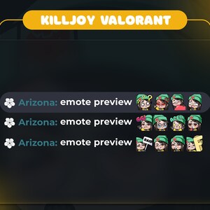 12 Killjoy Valorant Emote | Sticker | Badge | Gamer | Vtuber | Emote ...