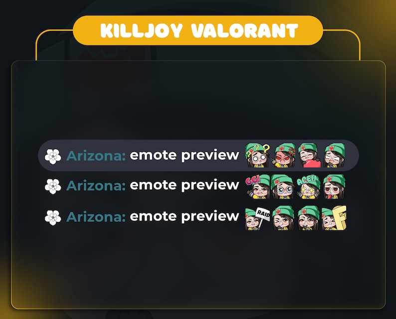 Killjoy Valorant Emotes: Gamer Twitch/discord Badges (digital Download ...