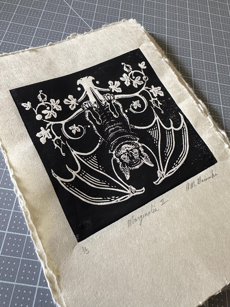 Medieval Bat Woodcut Print A5 Medieval Marginalia Wall Decor Spooky ...