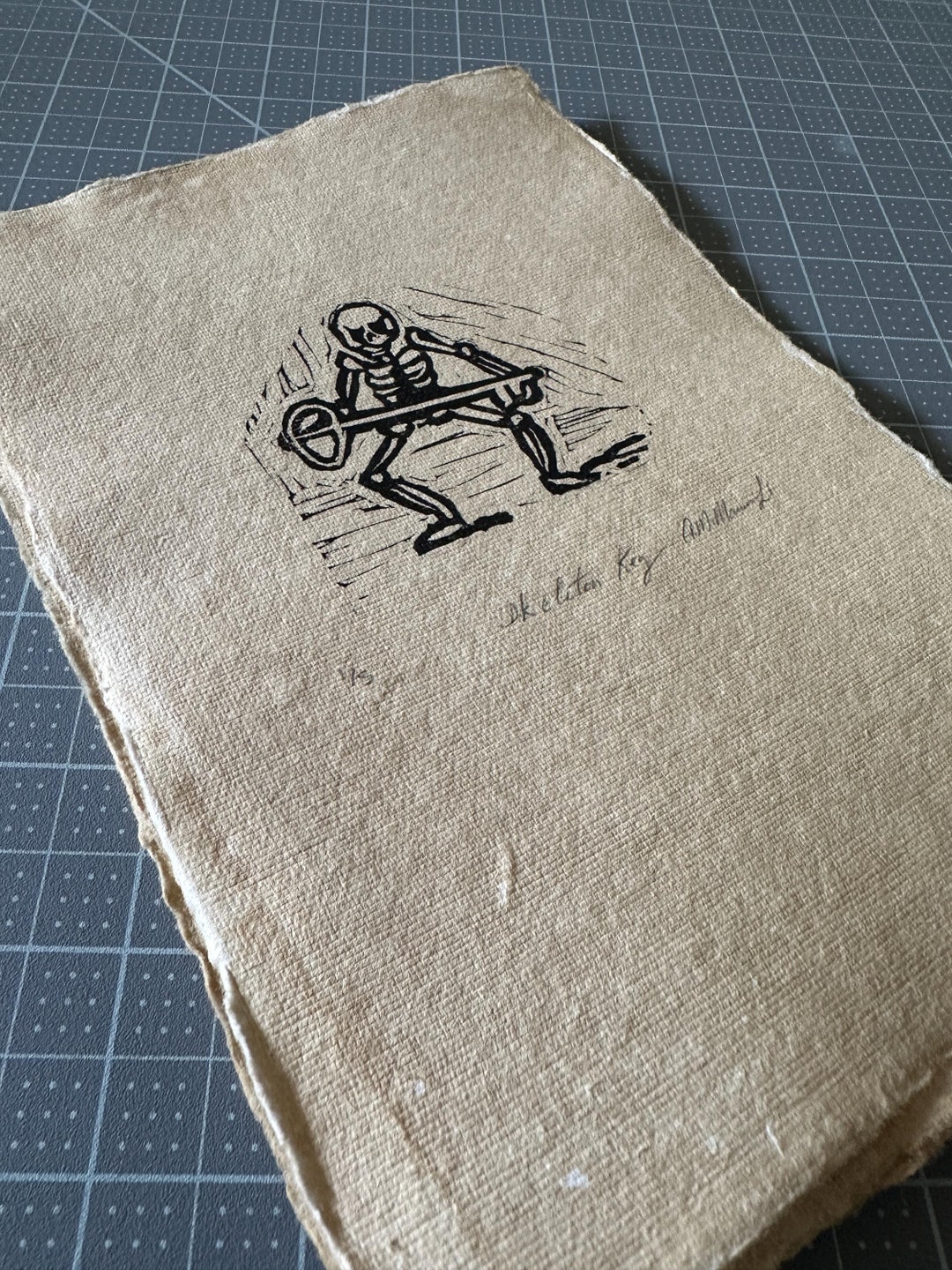 Skeleton Key A5 Linocut Print | Unique and Spooky Halloween Wall Decor ...