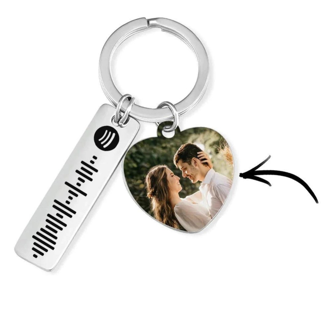 Personalized Photo Scannable Music Code Keychain Custom Song Stainless ...