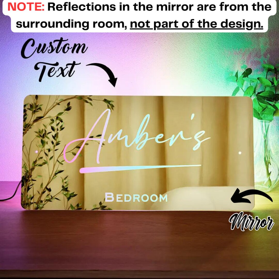 Personalized LED Name Mirror Custom Wall Decor Light Home & Gift ...