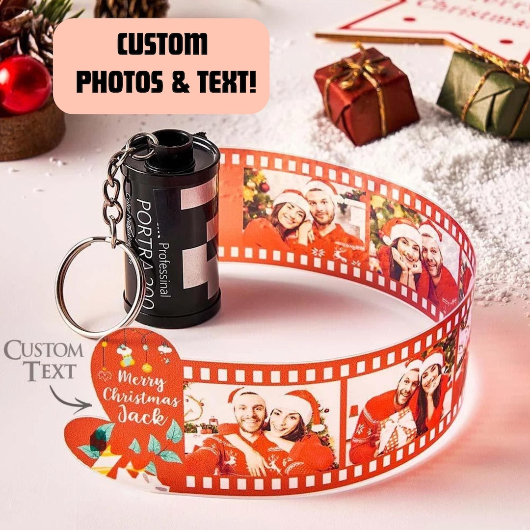 Custom Photo Film Roll Keychain, Personalized Camera Keychain Christmas ...