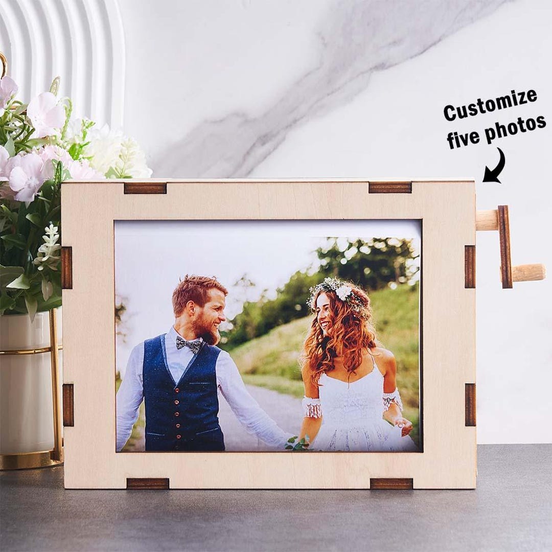 Personalized Rolling Photo Frame Custom Pictures Wooden Decor Valentine ...