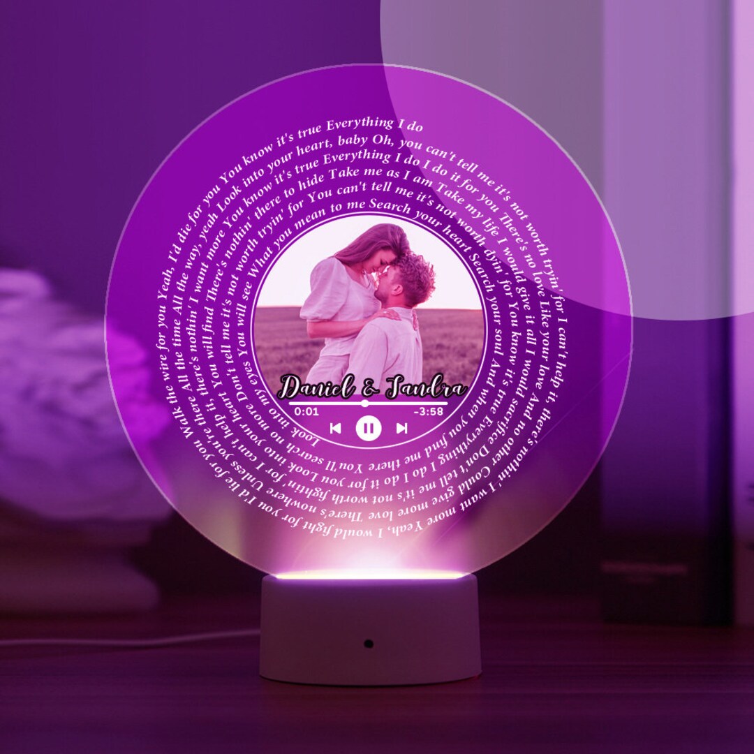 Custom Vinyl Record Acrylic Night Light Seven Color Changing LED Base ...