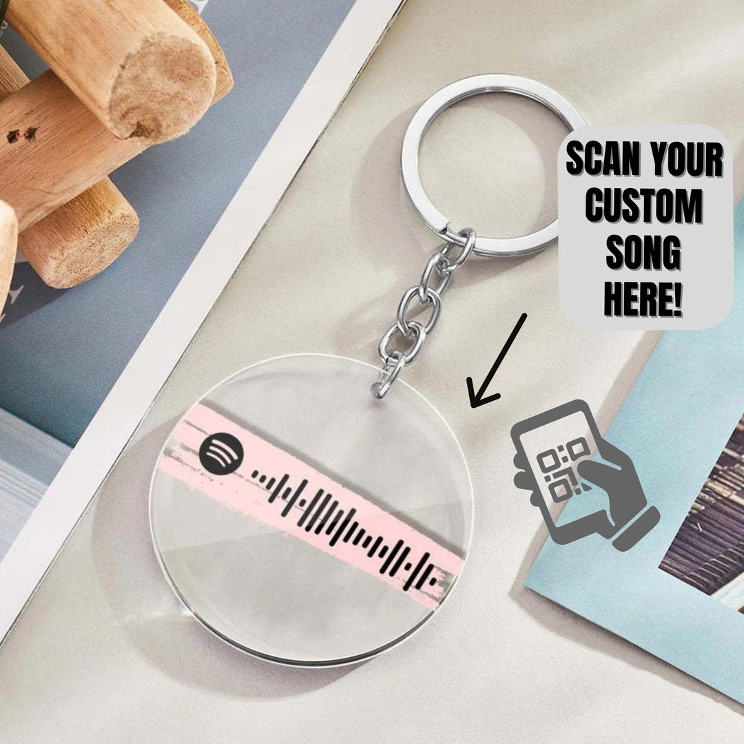 Custom Scannable Music Code Acrylic Keychain Personalized Song Keychain ...