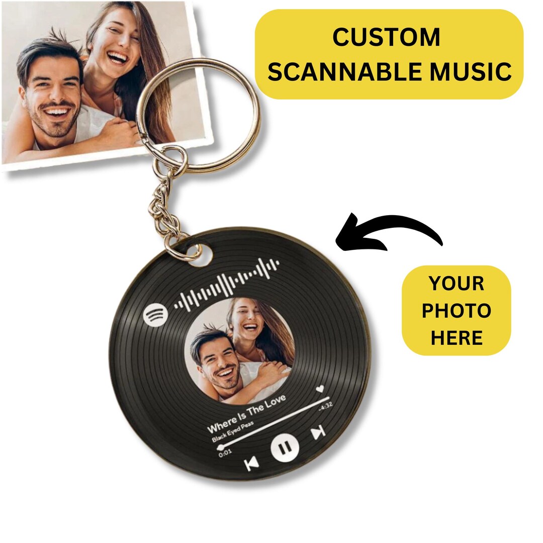 Custom Music Song Vinyl Record Keychains - Scannable Music Code Acrylic ...
