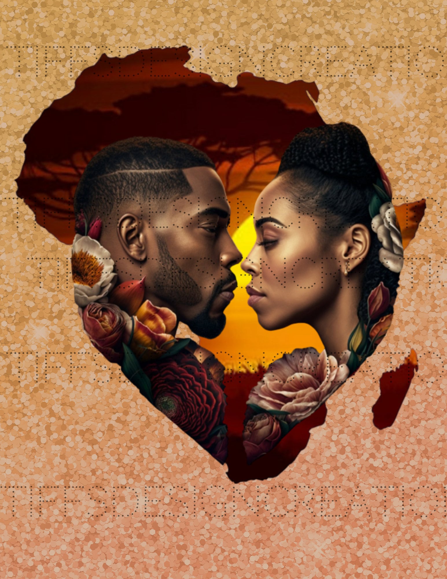Beautiful Loving Black Couple Melanin Digital Download Glitter ...