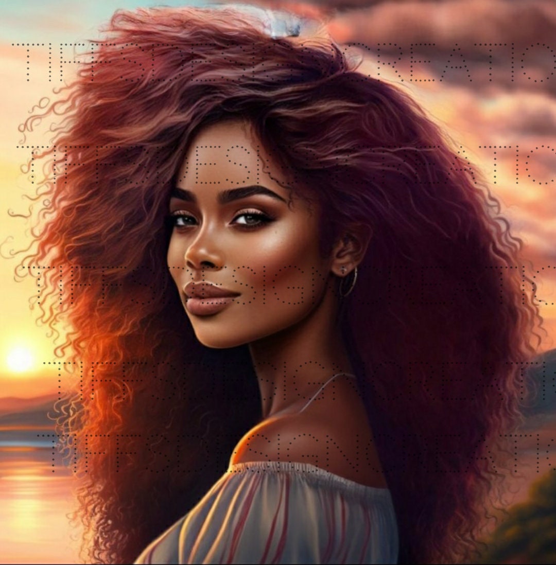 Beautiful Black Magic Woman Melanin Digital Download Sunset Background ...
