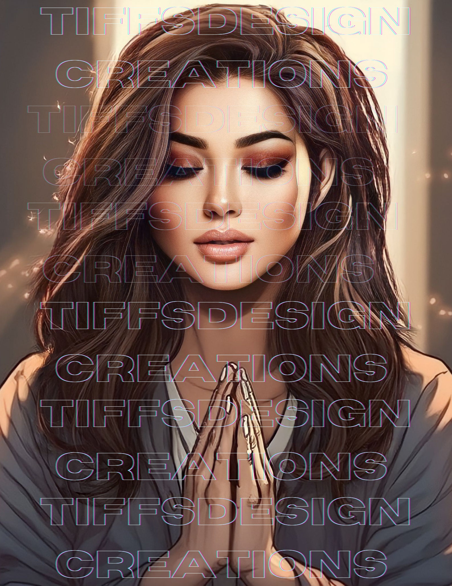 Caucasian Praying Beauty Hair Beautiful Digital Download Fashionable ...