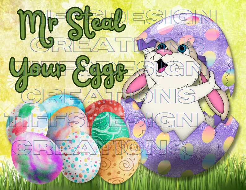 Easter Bunny Dyed Eggs Yellow Background Rainbow Colored Eggs Mr Steal ...