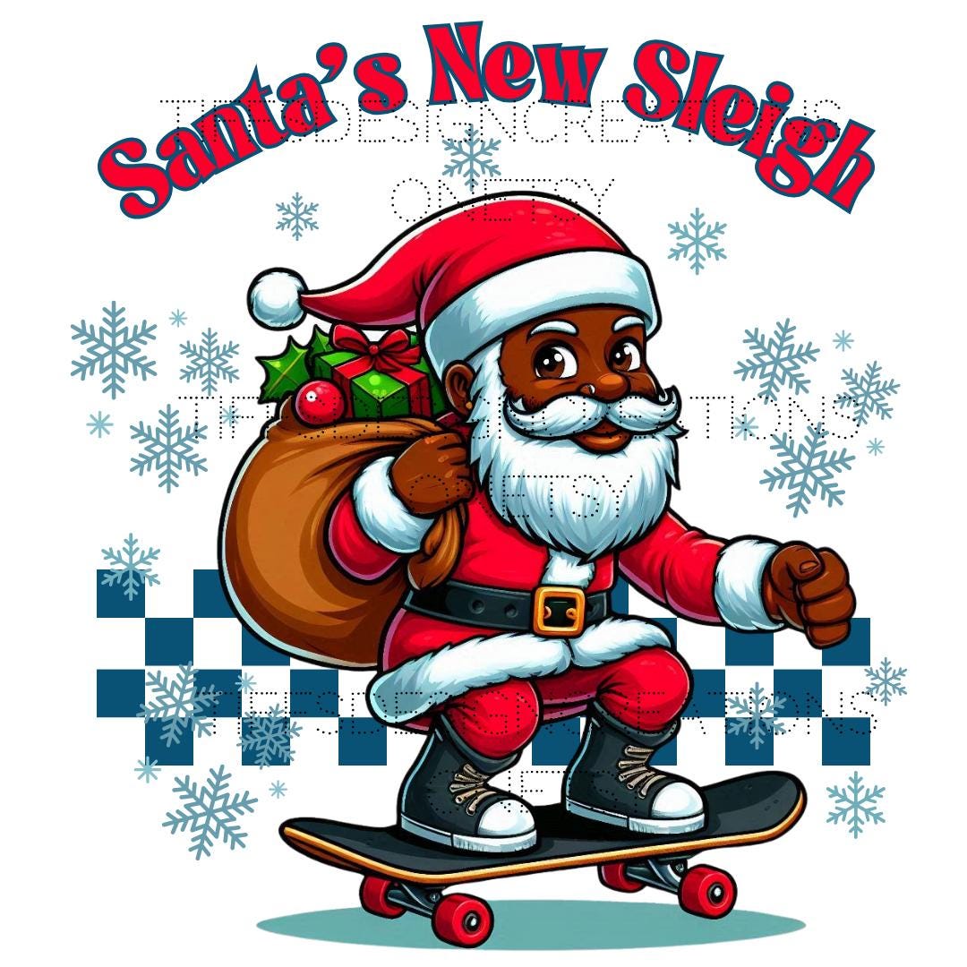 Christmas Santa's New Sleigh Transparent Background Digital Download ...
