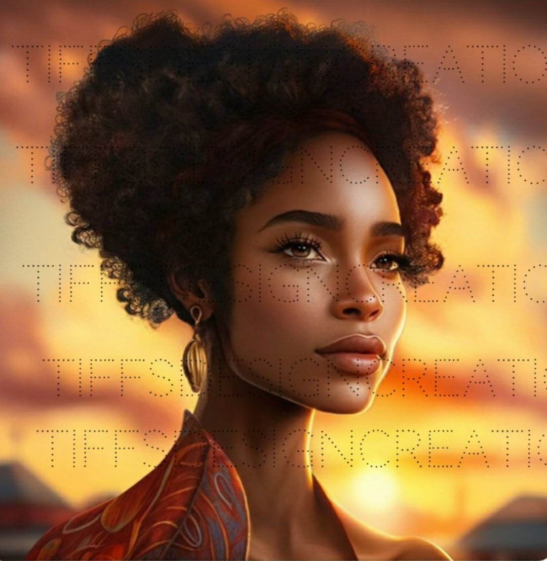 Beautiful Black Magic Woman Melanin Digital Download Sunset Background ...