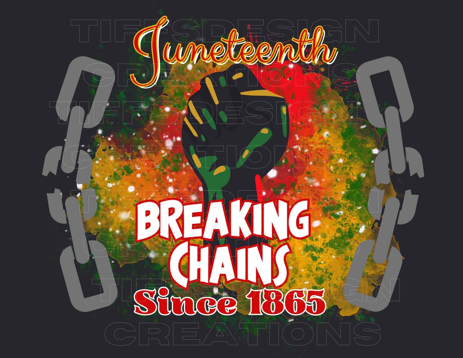 Juneteenth Black Power Fist Girl Magic Red Yellow Green Background ...