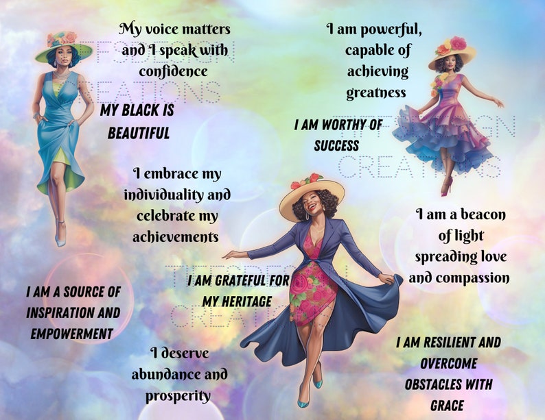 Black Woman Magic Positive Affirmations Digital Download Multicolor ...