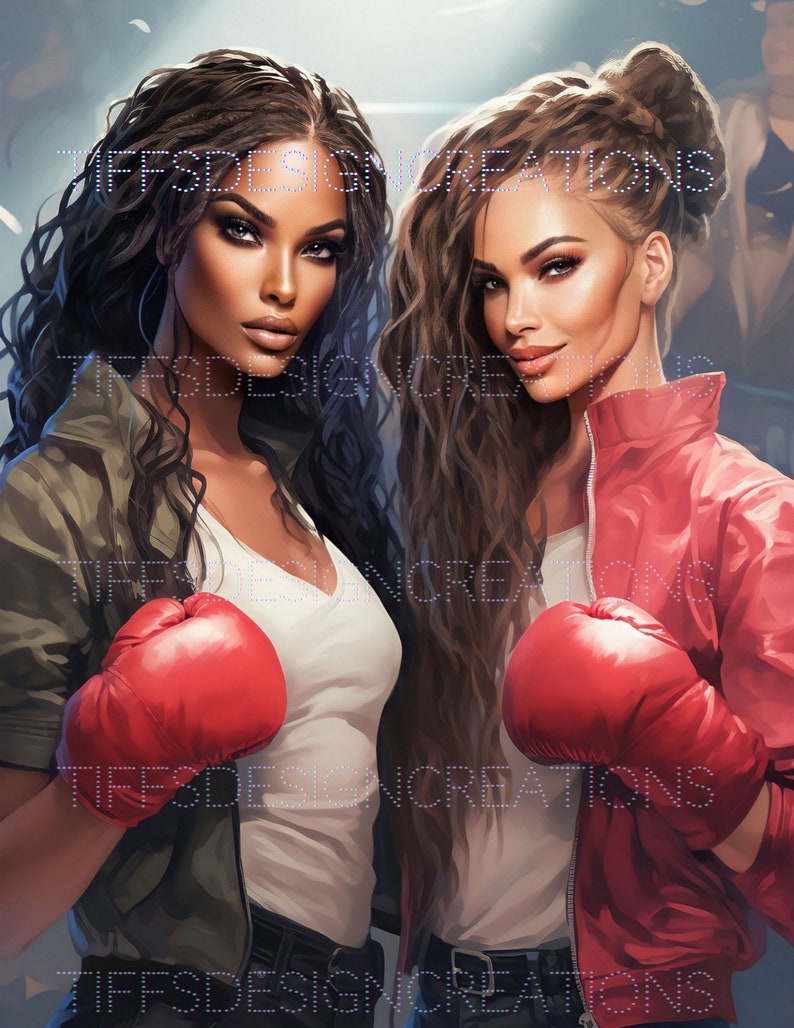 Black Girl Boxing Beauties Digital Download Sublimation Design Clipart ...