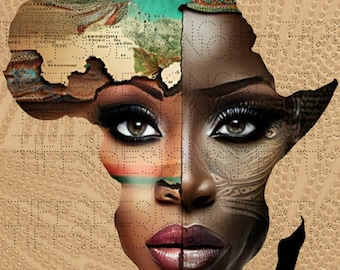 Beautiful Black Woman Map of Africa Digital Art Transparent Background ...