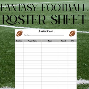 Customizable Fantasy Football Roster Sheet - Etsy