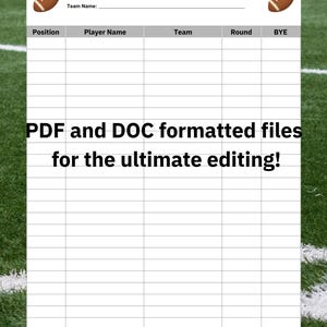 Customizable Fantasy Football Roster Sheet - Etsy