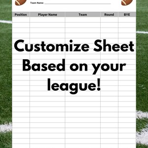 Customizable Fantasy Football Roster Sheet - Etsy