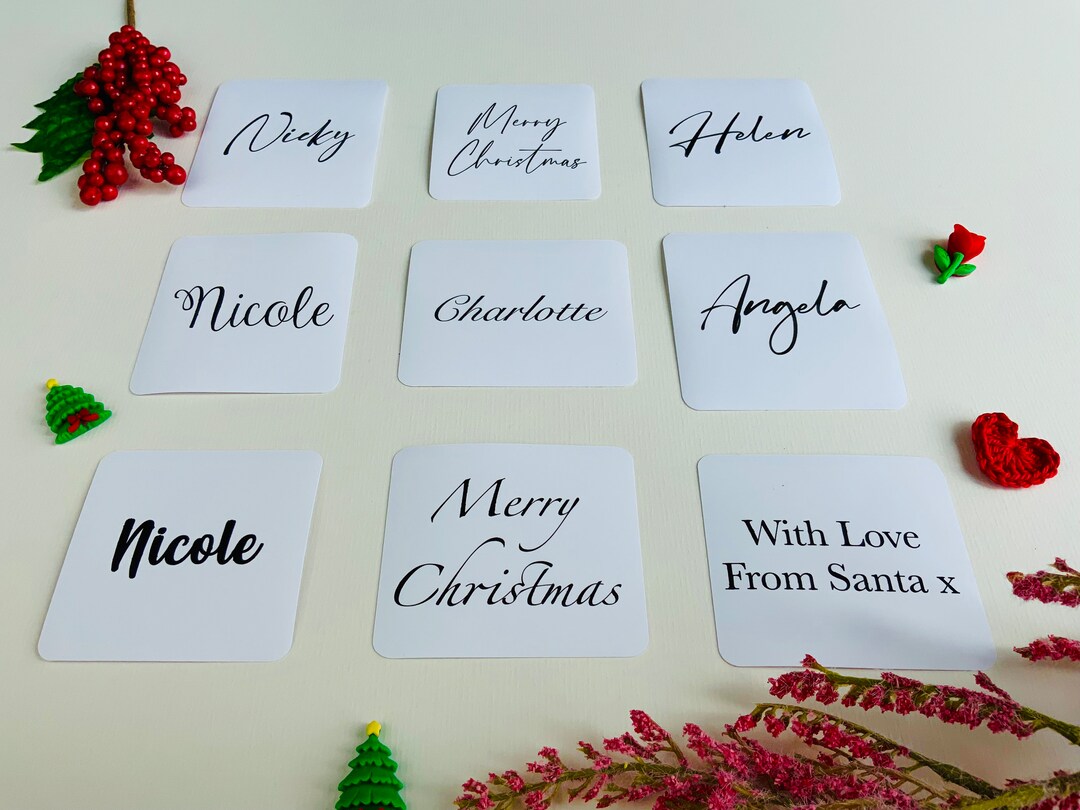 Personalised Merry Christmas Name Stickers, Water Resistant Labels ...