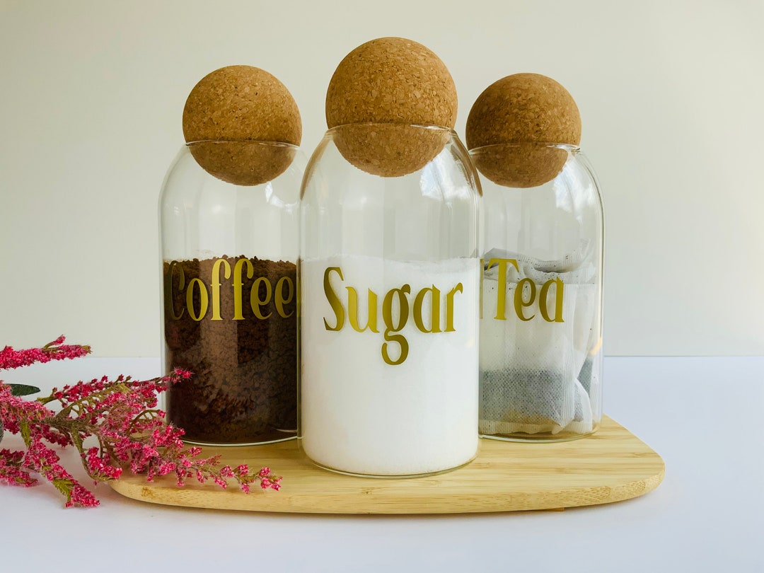 Cork Ball Glass Jars 800ml, Eco-friendly Refill Jar Set, Tea Coffee ...