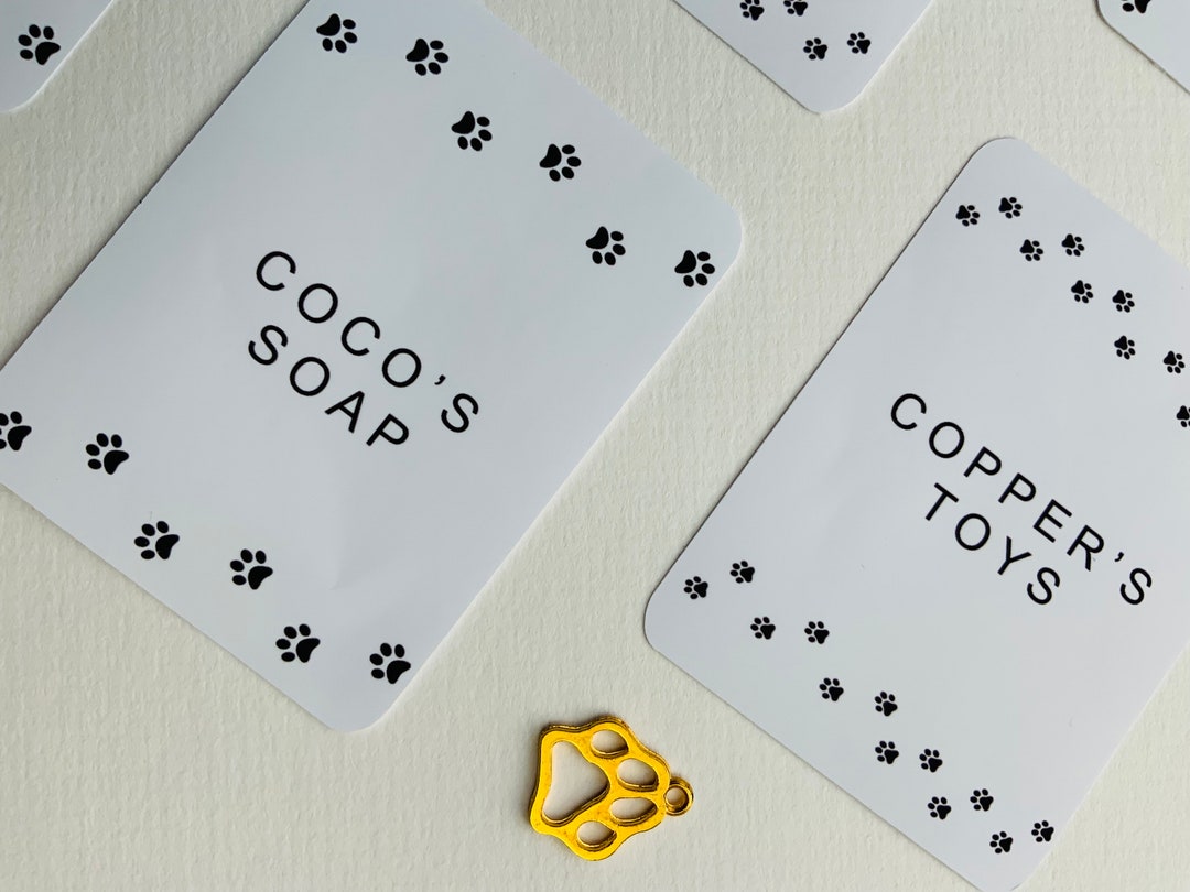 Pet Storage Food Label, White Minimalist Pet Custom Label, Water ...