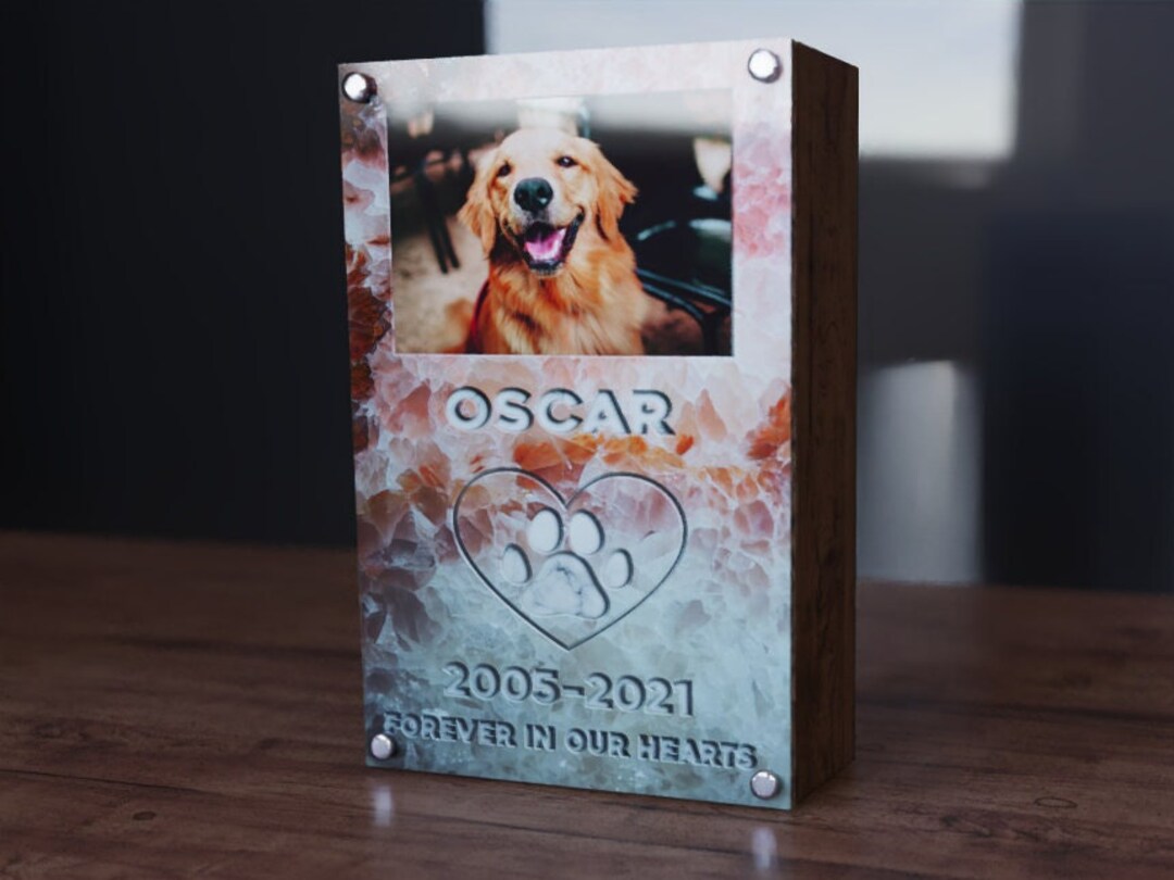 Cremation Urn Box for Pet Ashes, Wooden Memorial Keepsake, Paw Urn ...