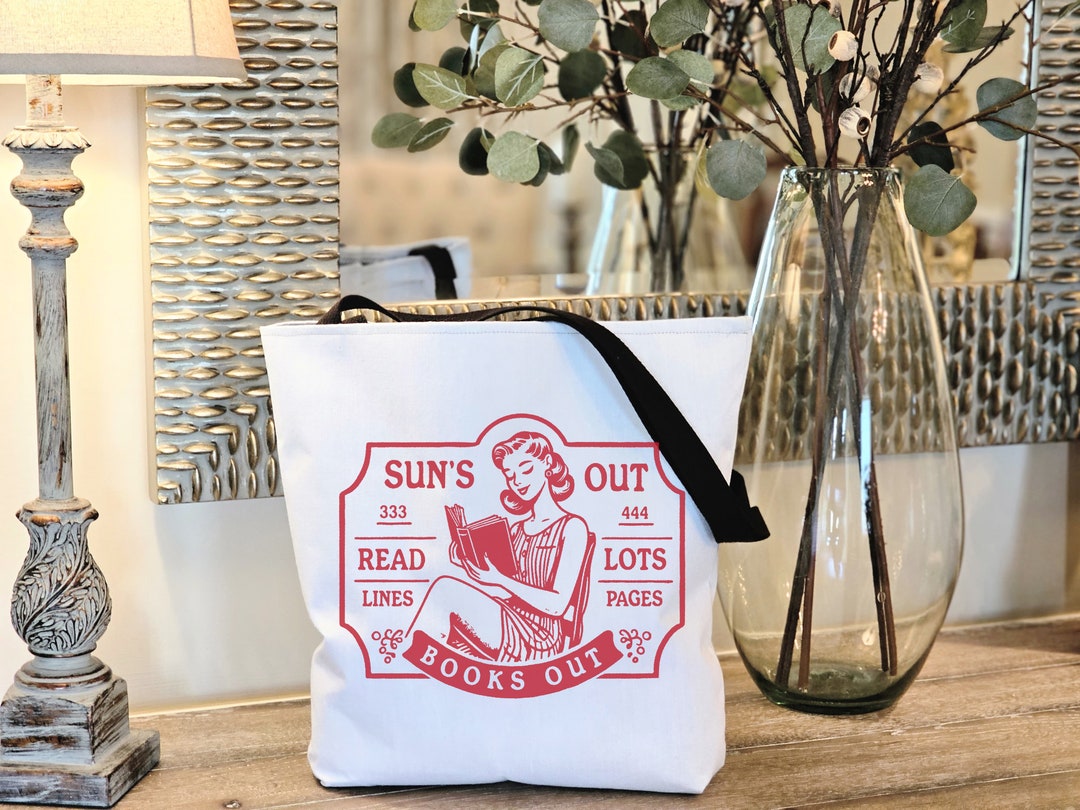 Book Tote Bag Book Lover Tote Book Reader Tote Retro Lady Tote Bag ...