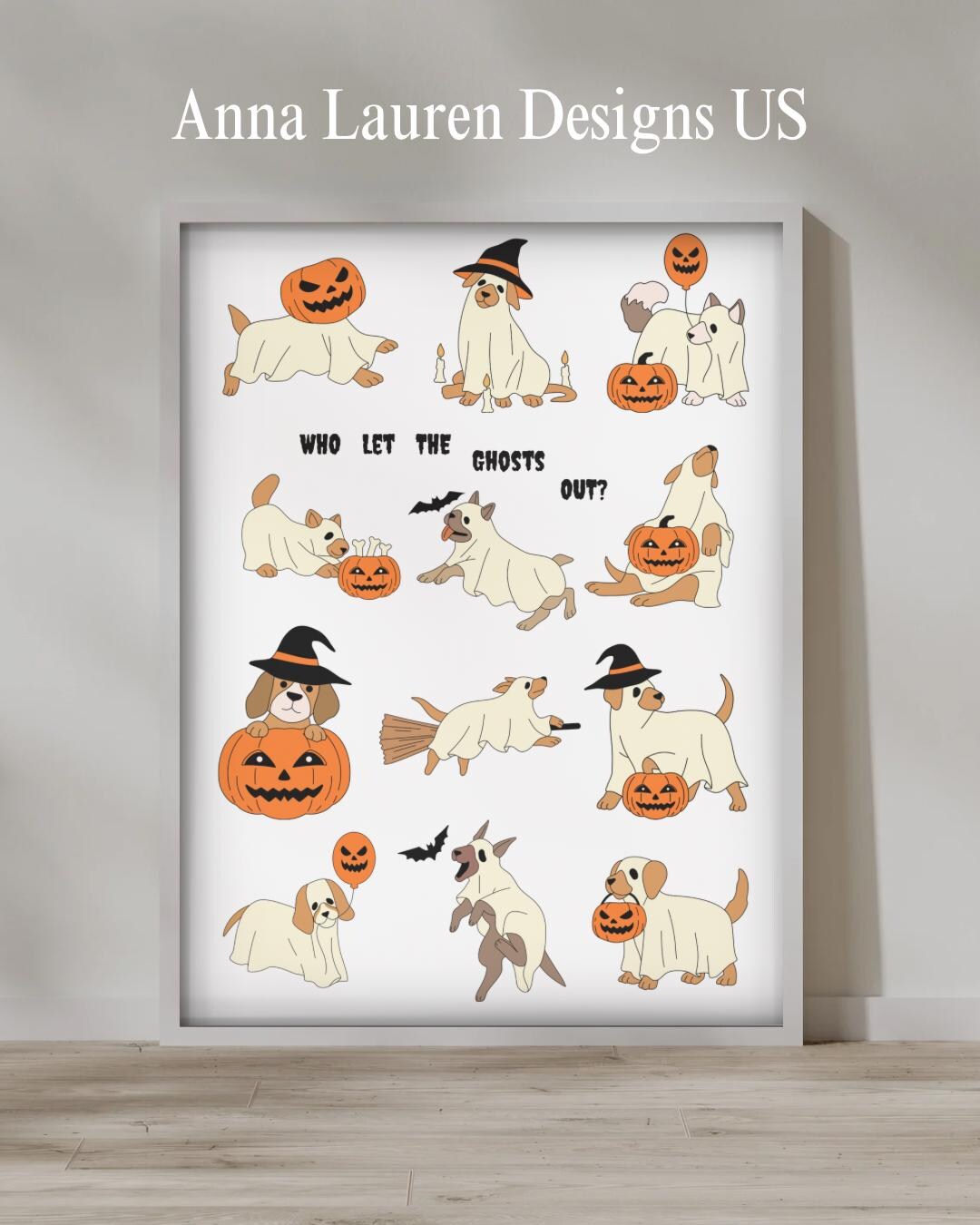 Who Let the Ghosts Out? Halloween Digital Wall Art Print for Home Decor ...