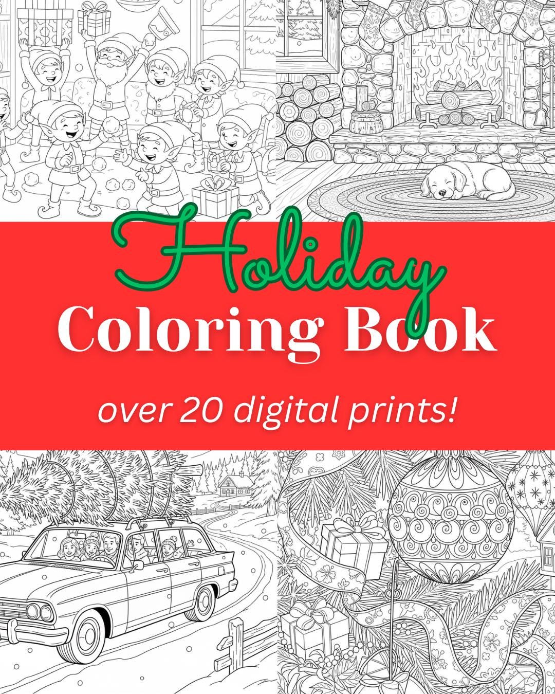 Christmas Holiday Coloring Book - Digital Prints - Etsy