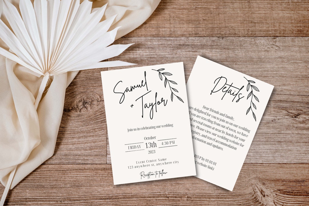 MINIMALIST WEDDING INVITATION - Etsy