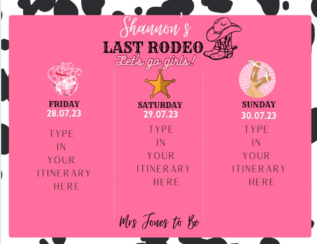 Editable Digital Cowboy Hen Do Itinerary - Etsy