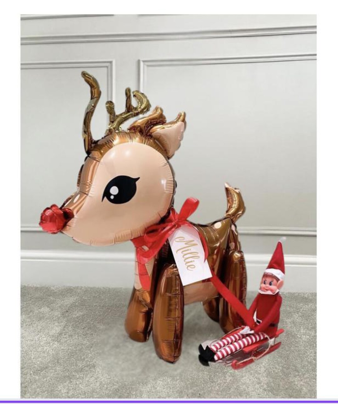 DIY Elf on Sleigh With Rudolph and Personalised Tag Balloon Kit No ...